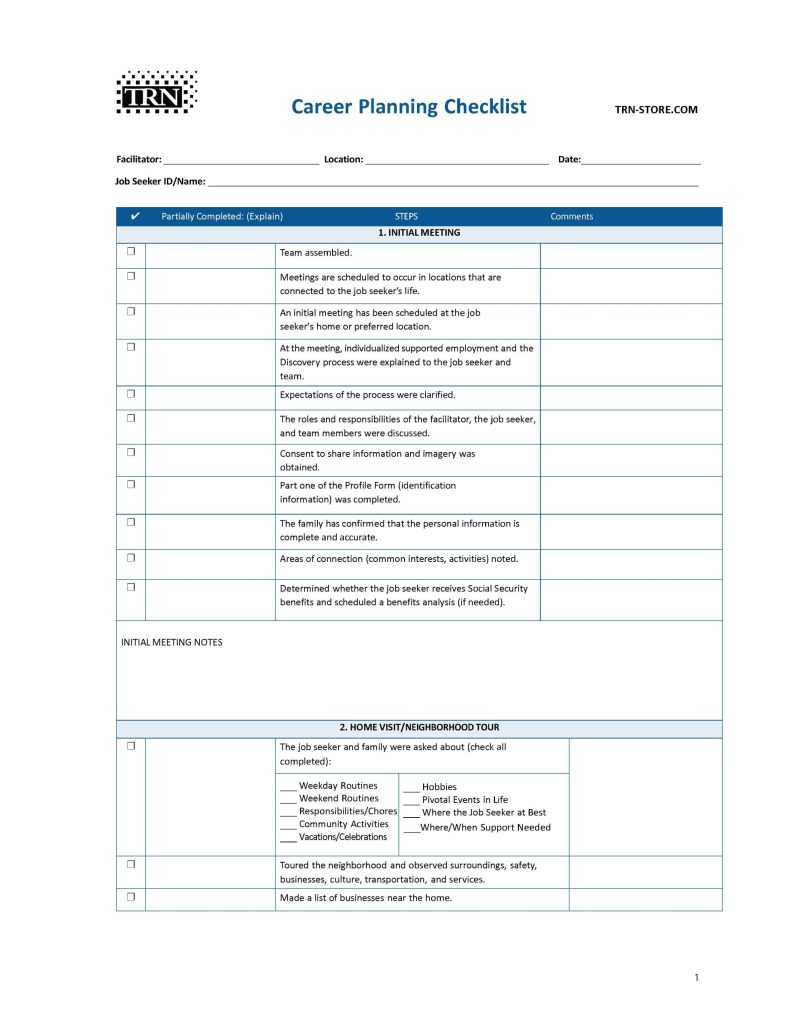 About Planning Guides and Assessments – TRN Online Disability Training