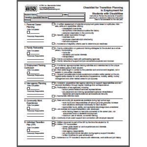 Transition Planning Checklist for Employment | Disability Resources